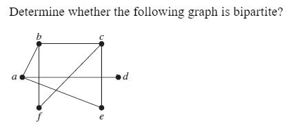 Solved Determine whether the following graph is bipartite? a | Chegg.com