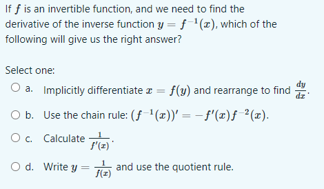 Solved If f is an invertible function, and we need to find | Chegg.com