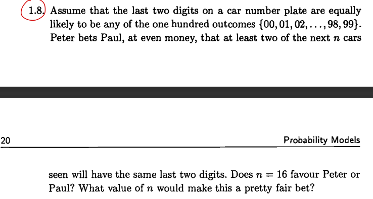 Solved 1.8. ﻿Assume that the last two digits on a car number | Chegg.com