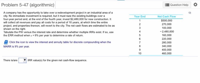 Solved Problem 5-47 (algorithmic) Question Help A company | Chegg.com