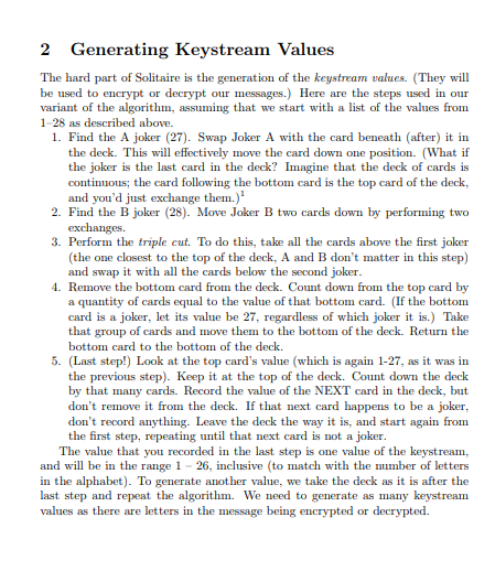 2 Generating Keystream Values The hard part of | Chegg.com