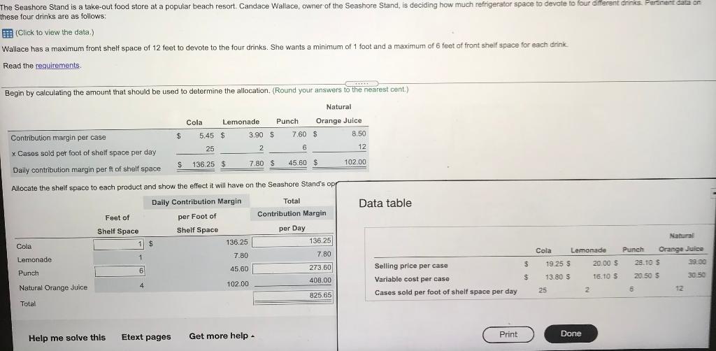 Solved The Seashore Stand is a take-out food store at a | Chegg.com