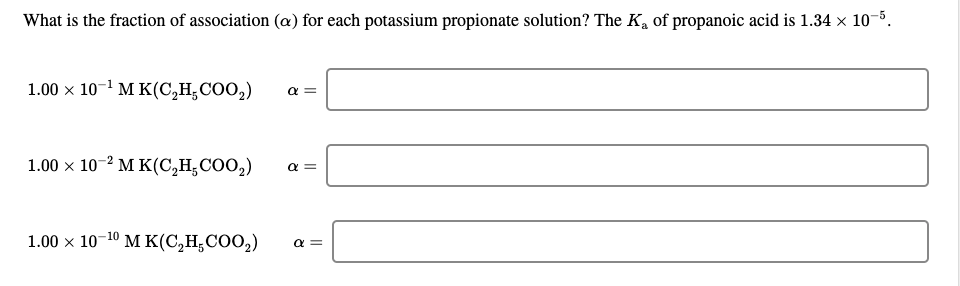 Solved What is the fraction of association (a) for each | Chegg.com