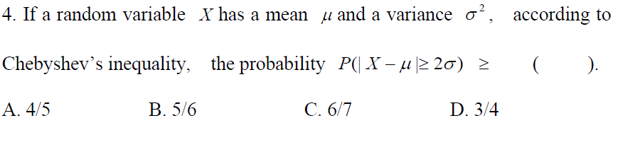 Solved 4. If a random variable X has a mean μ and a variance | Chegg.com