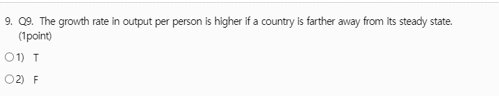 Solved 9. Q9. The growth rate in output per person is higher | Chegg.com