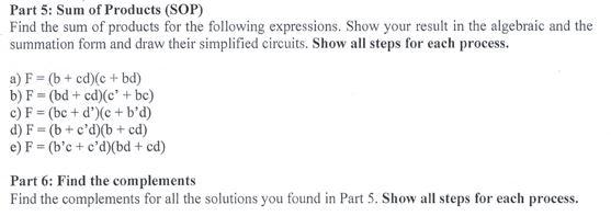 Solved Part 5: Sum of Products (SOP) Find the sum of | Chegg.com