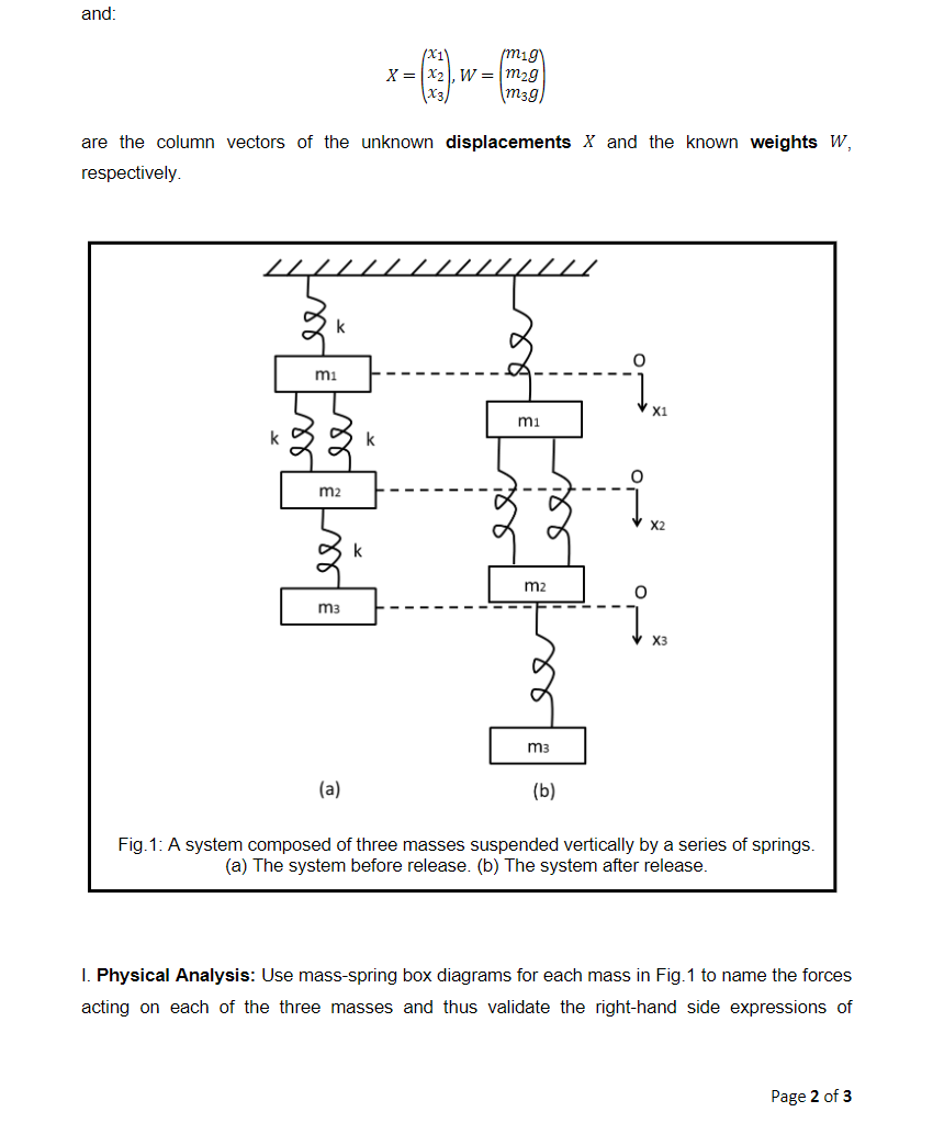 Analysis of a Spring-Mass System at Equilibrium using | Chegg.com
