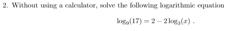 Solved 2. Without using a calculator, solve the following | Chegg.com