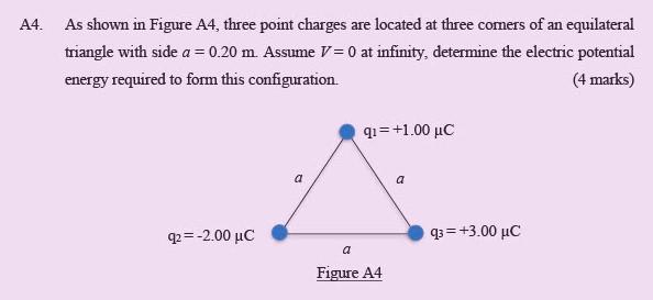 Solved A4. As shown in Figure A4, three point charges are | Chegg.com
