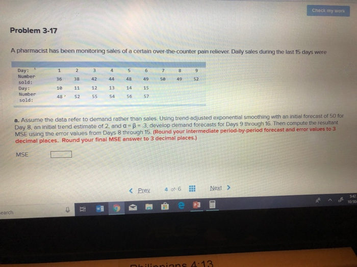 Solved Check my work Problem 3-17 A pharmacist has been | Chegg.com