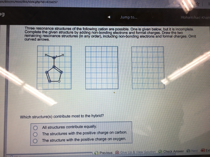 Solved Three resonance structures of the following cation | Chegg.com