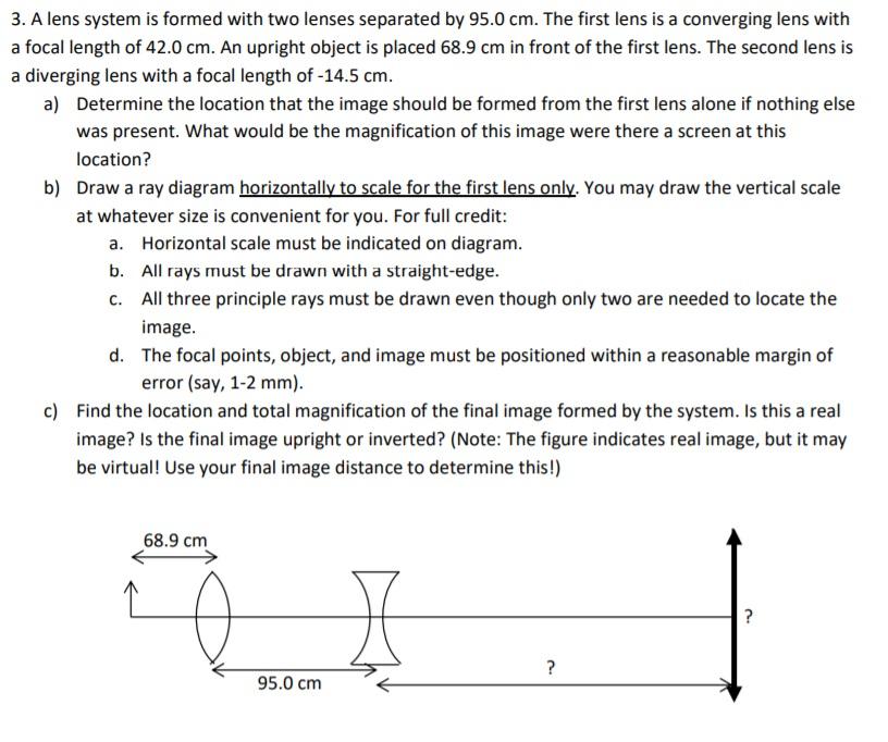 Solved 3. A lens system is formed with two lenses separated | Chegg.com