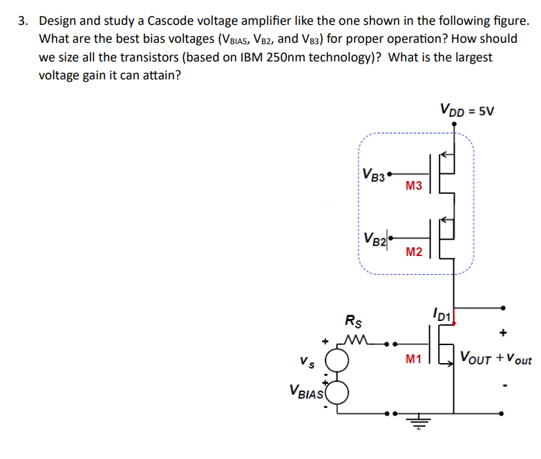 Solved Design and study a Cascode voltage amplifier like the | Chegg.com