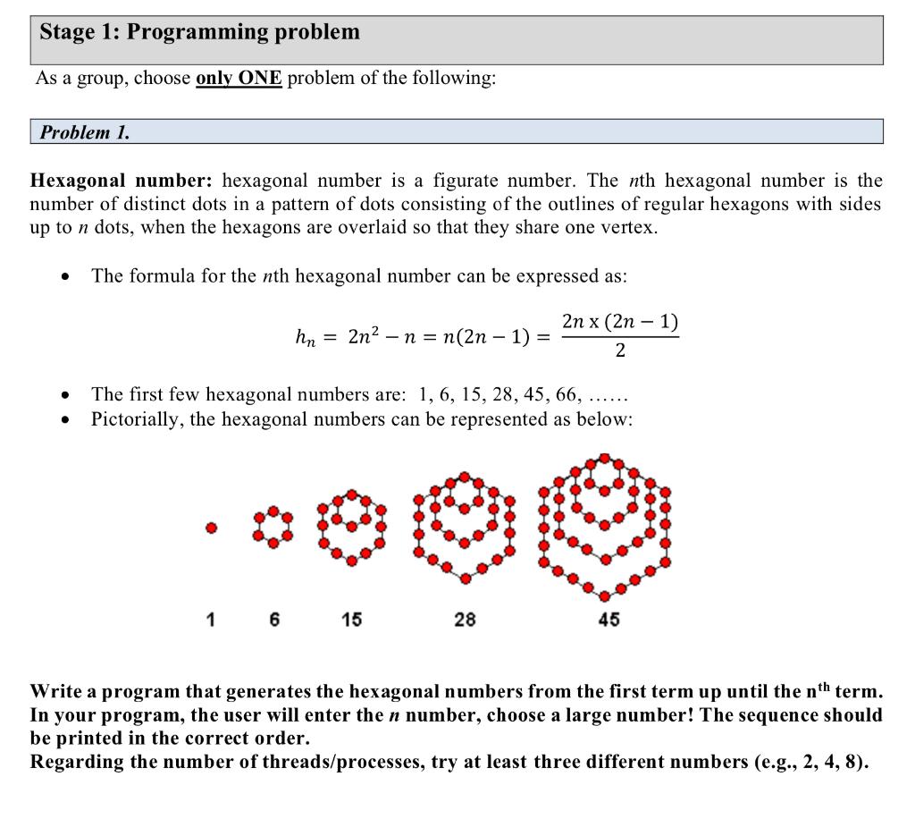 Solved Stage 1: Programming problem As a group, choose only | Chegg.com