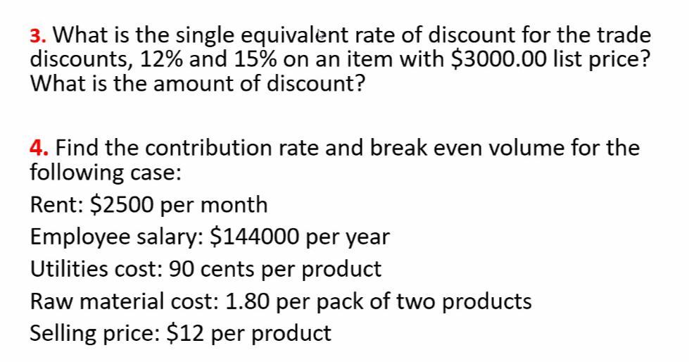 Solved 3. What is the single equivalent rate of discount for | Chegg.com