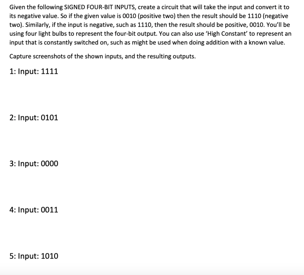 Solved Given the following SIGNED FOUR-BIT INPUTS, create a | Chegg.com
