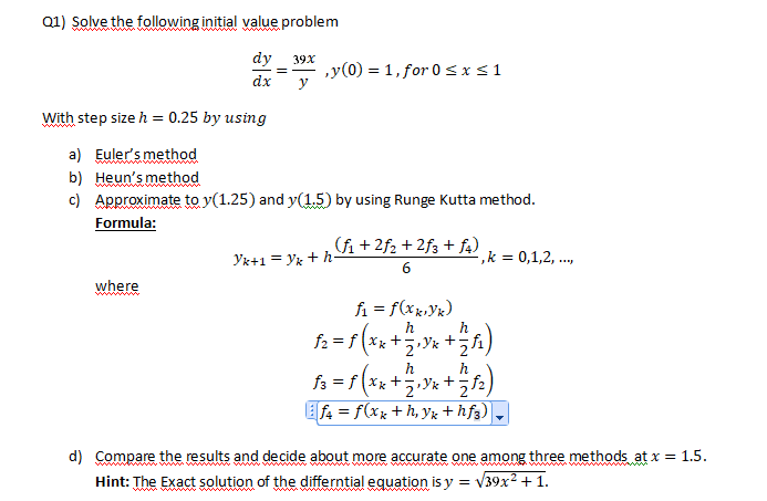 Solved CORRECTION: 1 d) instead of x=1.5, take it x=0.5 c) | Chegg.com