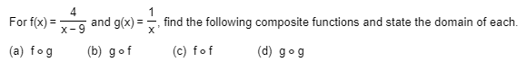 Solved 4 For fx)- and gx) (a) fog (b) gof find the following | Chegg.com