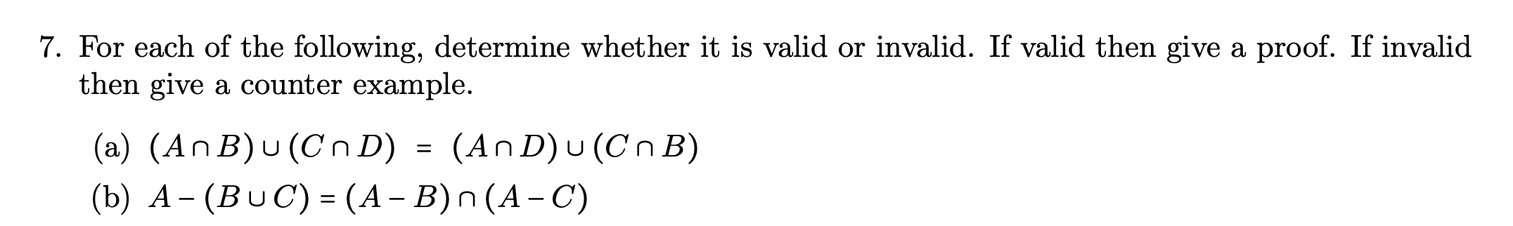 Solved 7. For each of the following, determine whether it is | Chegg.com