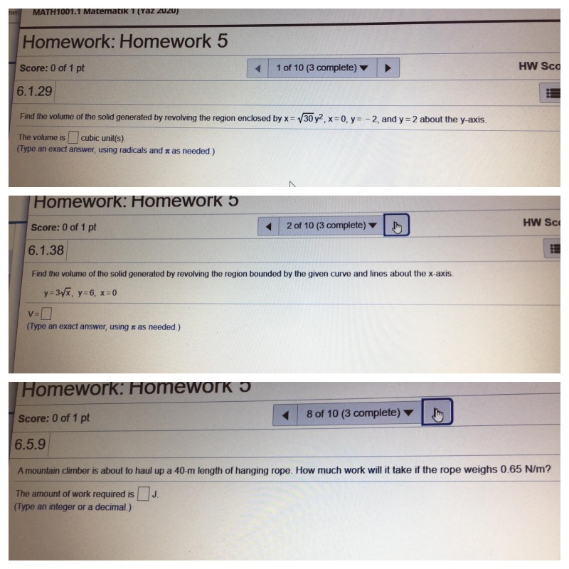 Solved MATH1001.1 Matematik 1 (Yaz ZUZU) Homework: Homework | Chegg.com