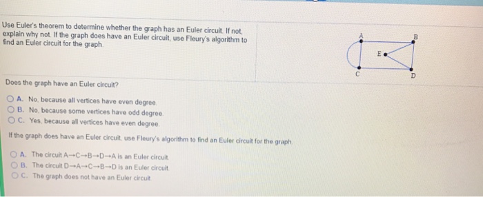 Solved Use Euler S Theorem To Determine Whether The Graph