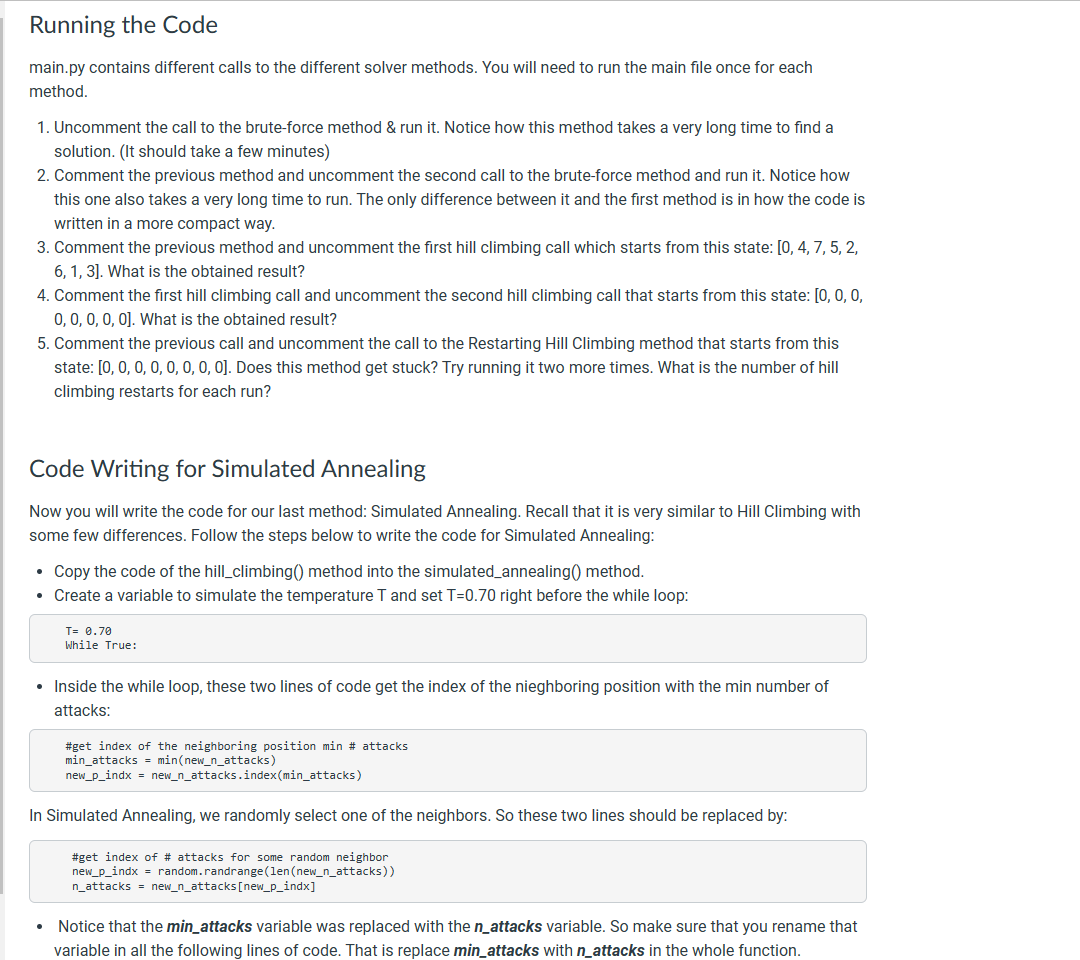 Solved Running the Code main.py contains different calls to | Chegg.com