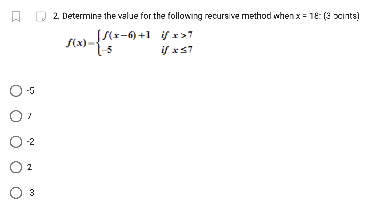 Solved 1. Determine the value for the following recursive | Chegg.com