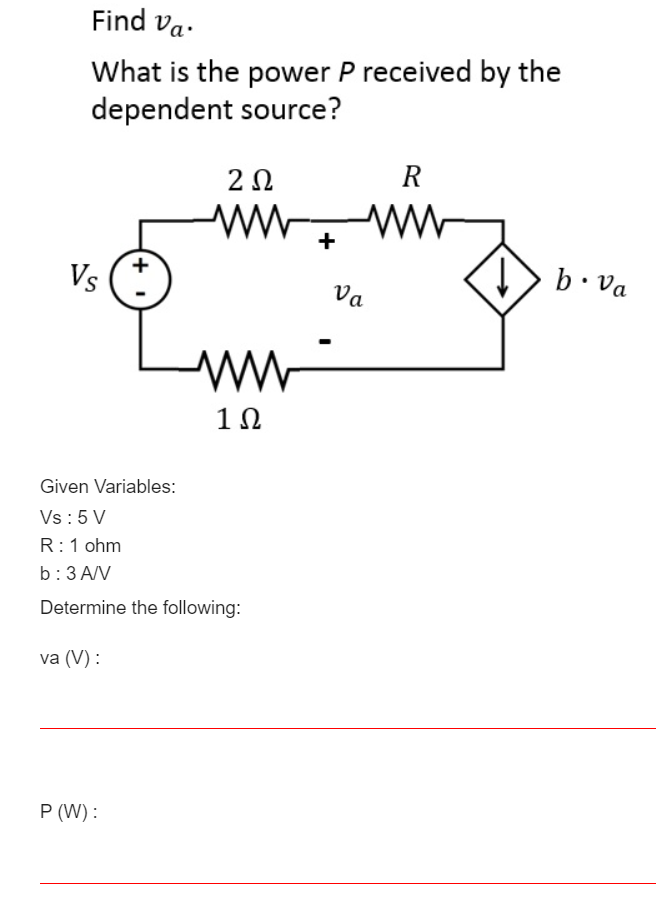 Solved Find va: What is the power P received by the | Chegg.com