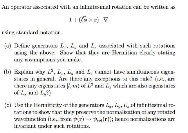 An operator associated with an infinitesimal rotation | Chegg.com