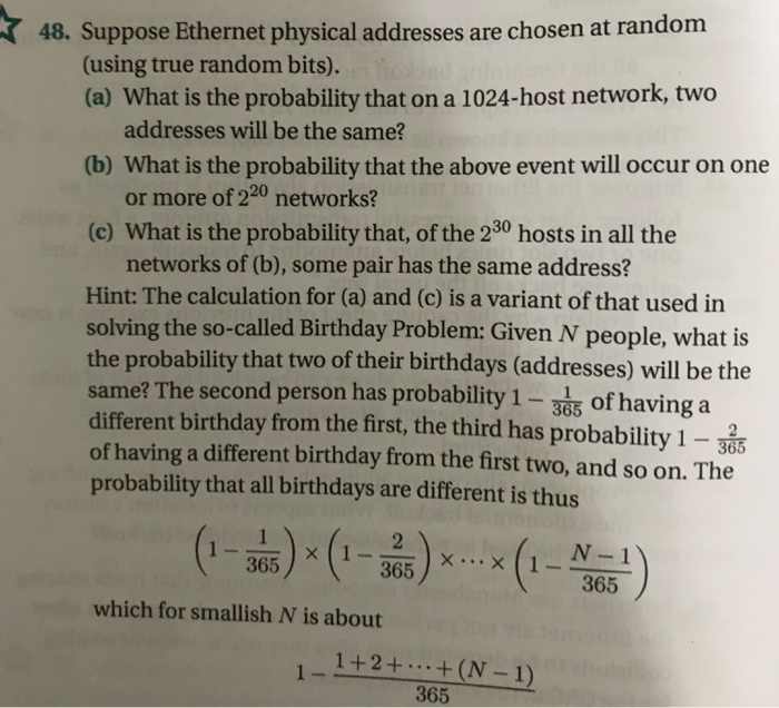 Solved 48. Suppose Ethernet physical addresses are chosen at | Chegg.com