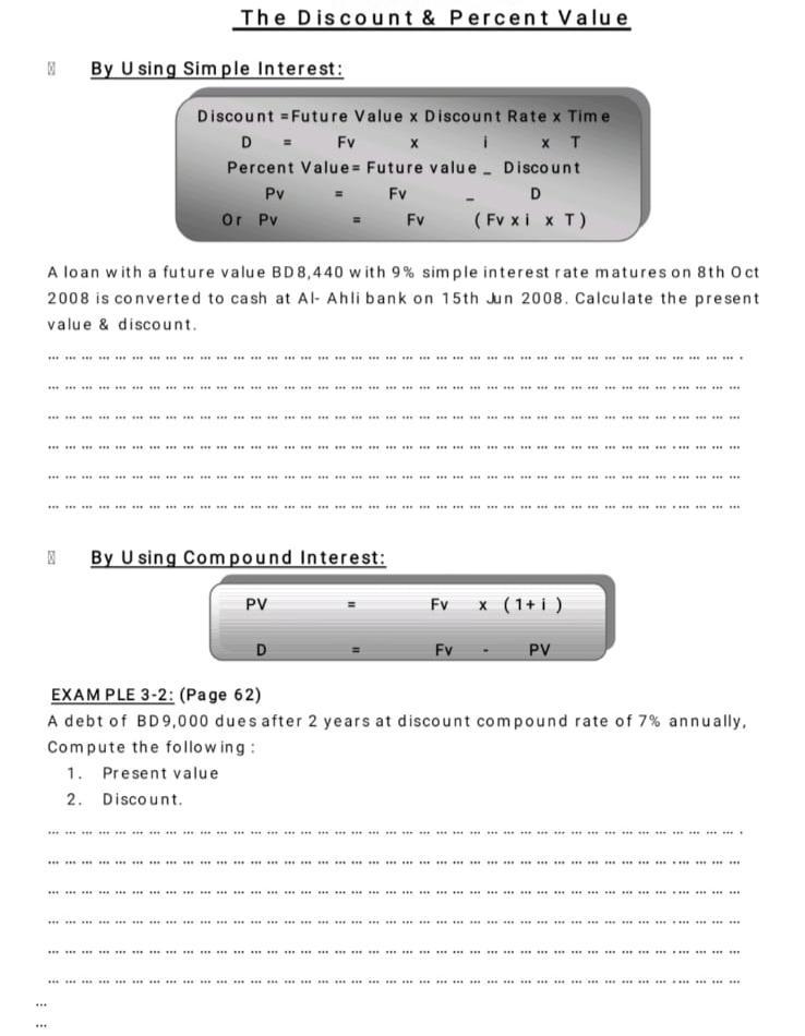Solved The Discount & Percent Value By Using Simple | Chegg.com