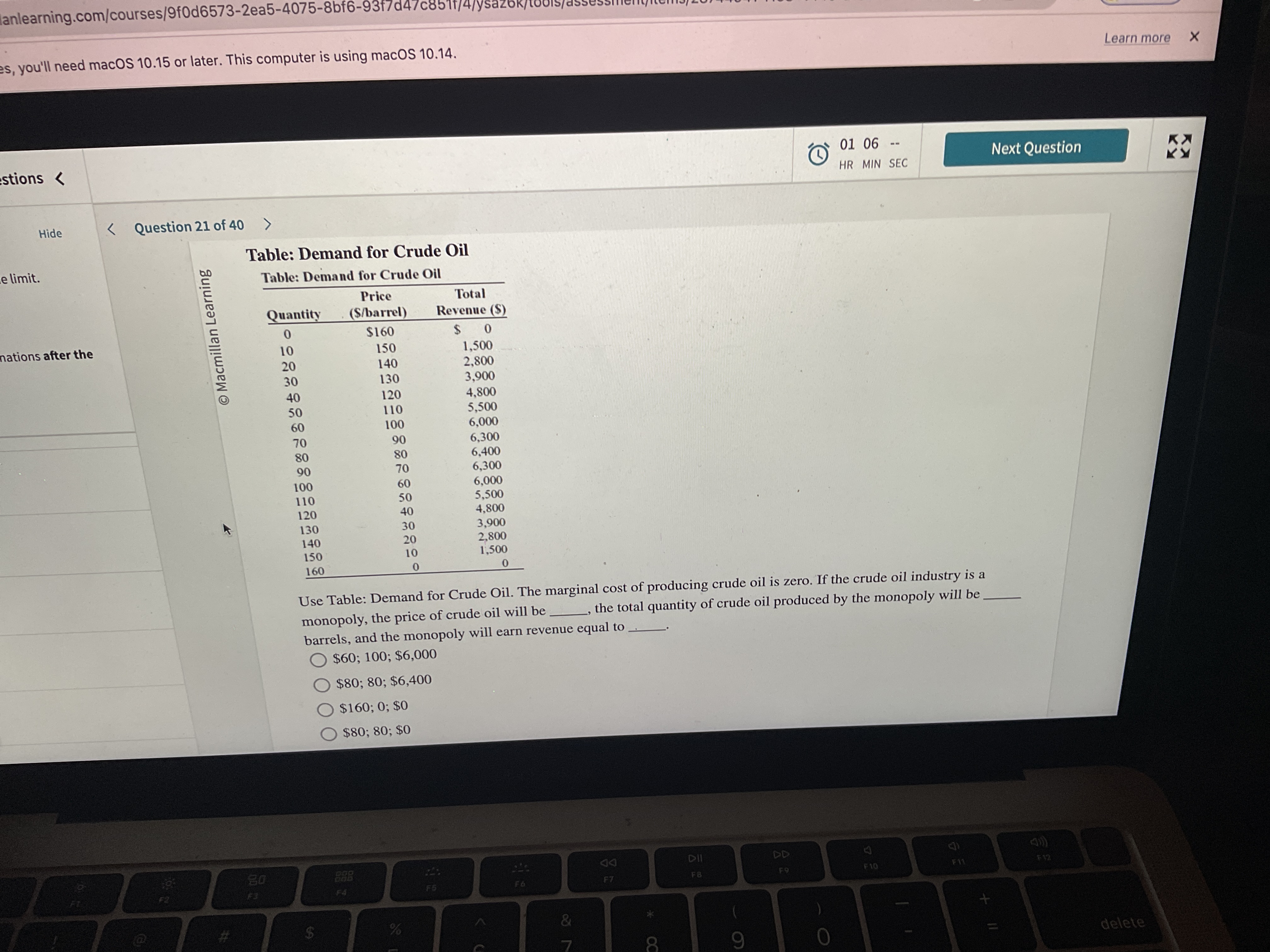 Solved Use Table: Demand for Crude Oil. The marginal cost of | Chegg.com