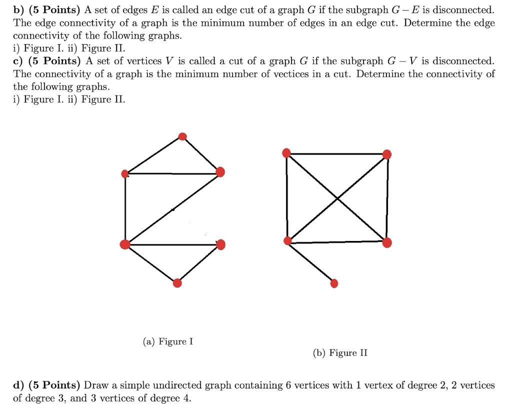 Solved b) (5 Points) A set of edges E is called an edge cut | Chegg.com