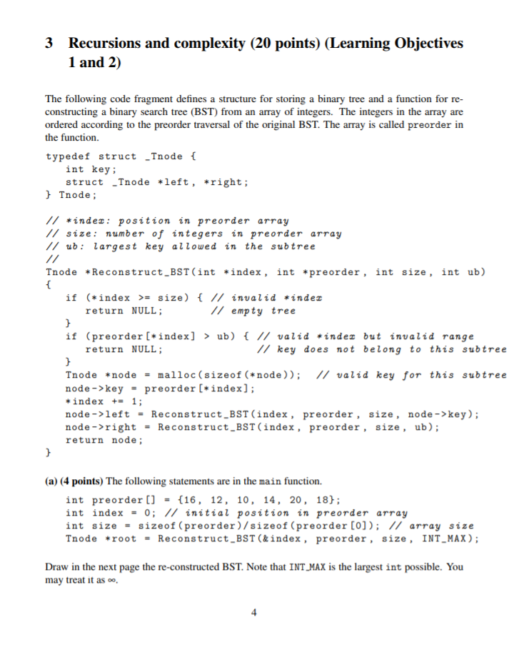 3 Recursions and complexity (20 points) (Learning | Chegg.com