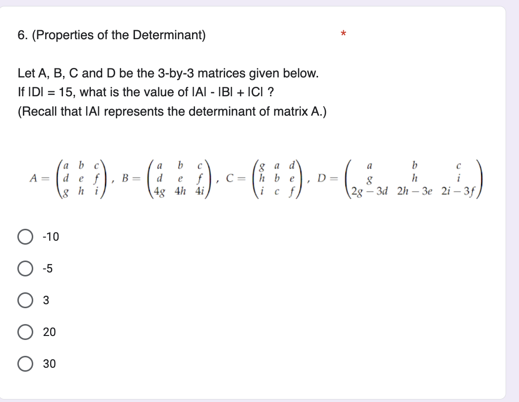 Solved (Properties of ﻿the Determinant)Let A,B,C ﻿and D be | Chegg.com
