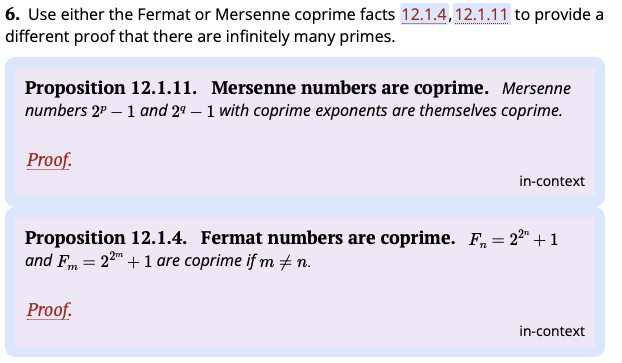 Solved 6. Use either the Fermat or Mersenne coprime facts | Chegg.com