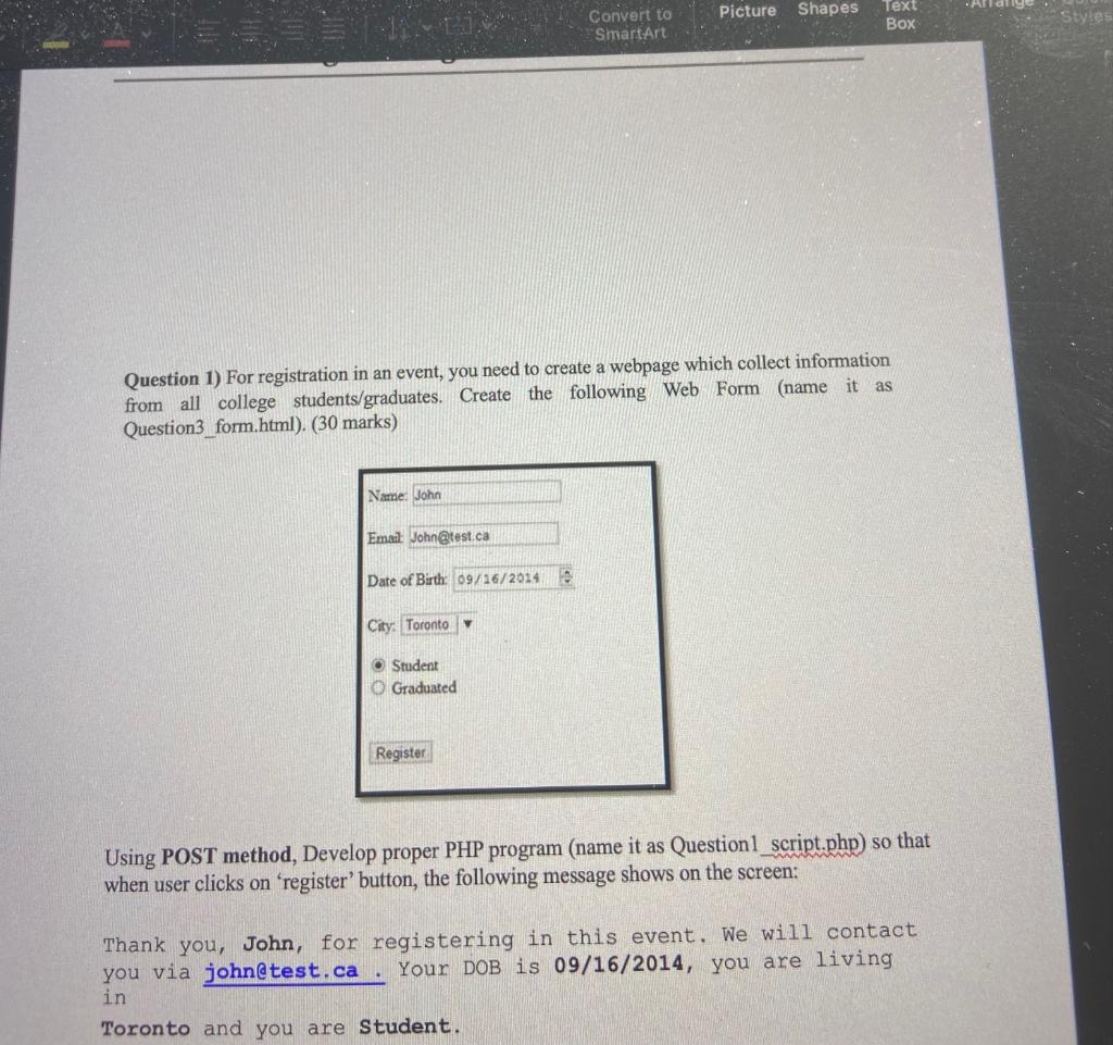 Solved Picture Shapes Convert to SmartArt Text Box Style | Chegg.com