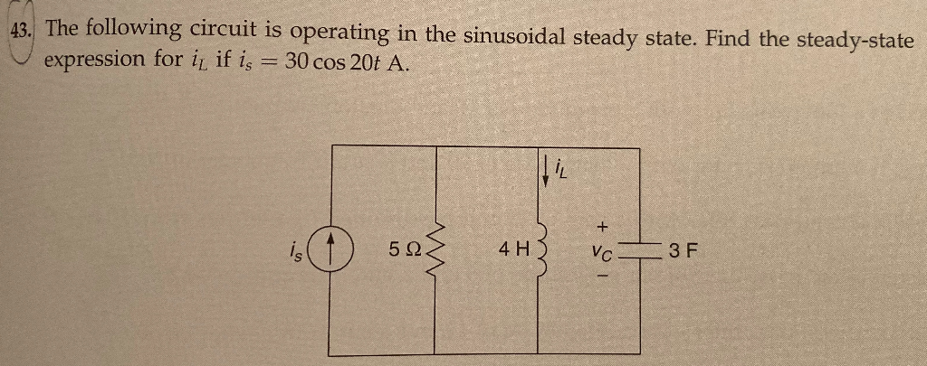 Solved The following circuit is operating in the sinusoidal | Chegg.com