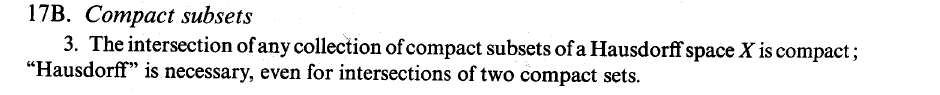 Solved 17B. Compact subsets 3. The intersection of any | Chegg.com