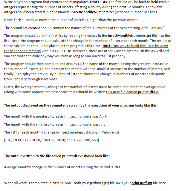 Solved Write the python code that is described in the | Chegg.com