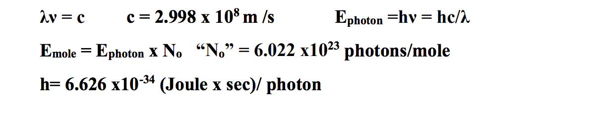 Solved av=c c= 2.998 x 108 m /s Ephoton =hy = hc/a Emole = | Chegg.com