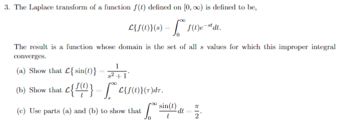 Solved The Laplace transform of a function f(t) defined on | Chegg.com
