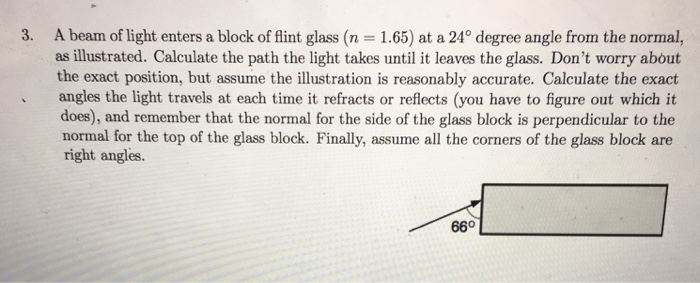 Solved A beam of light enters a block of flint glass (n = | Chegg.com