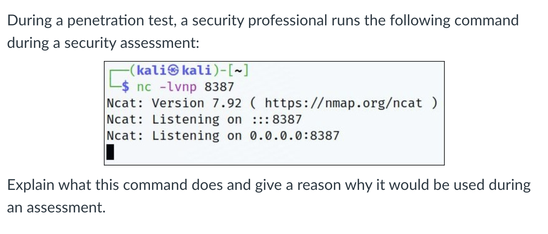 Solved During a penetration test, a security professional | Chegg.com
