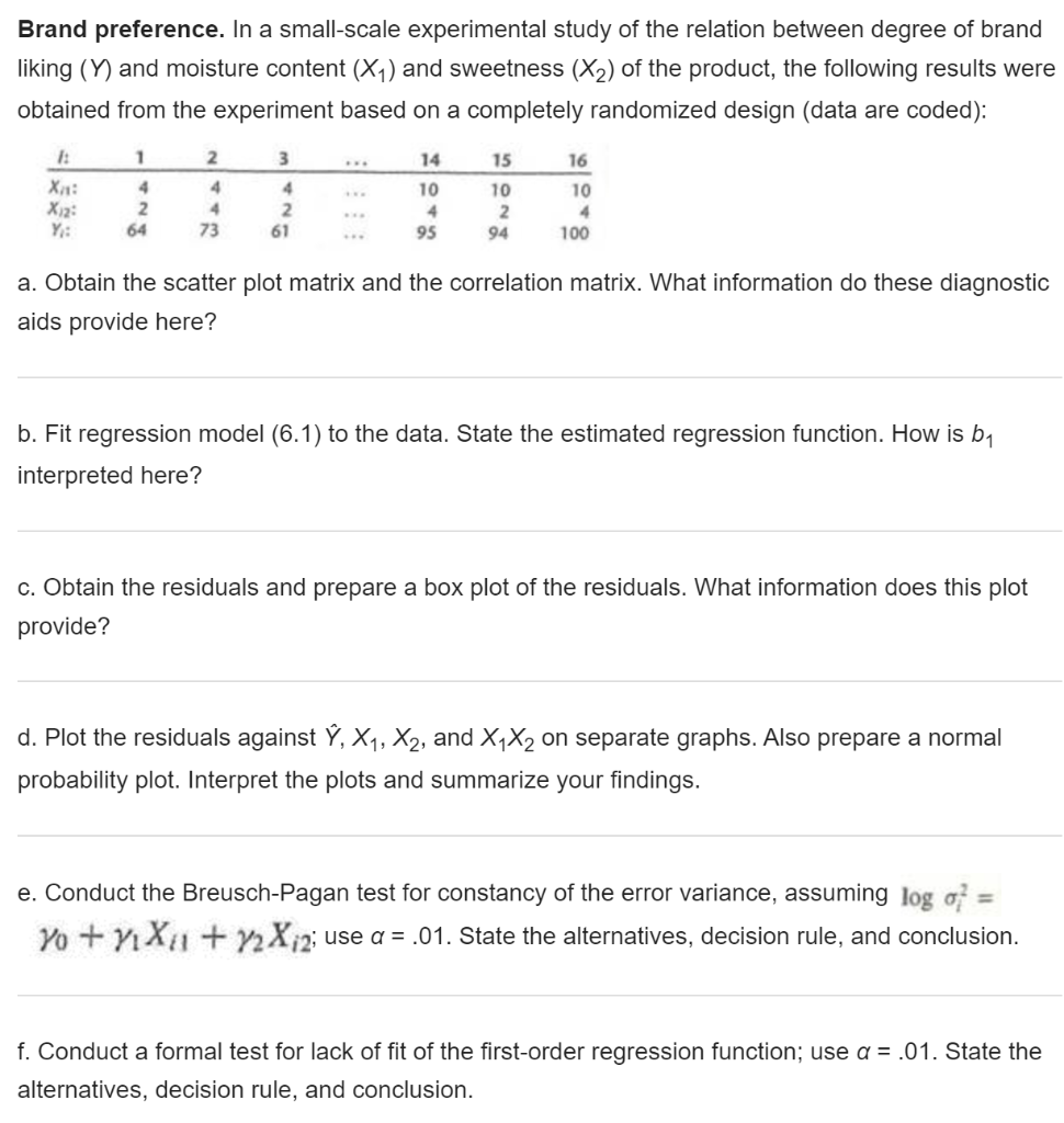 Brand preference. In a small-scale experimental study | Chegg.com