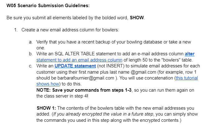Solved 05 Scenario Submission Guidelines: sure you submit | Chegg.com