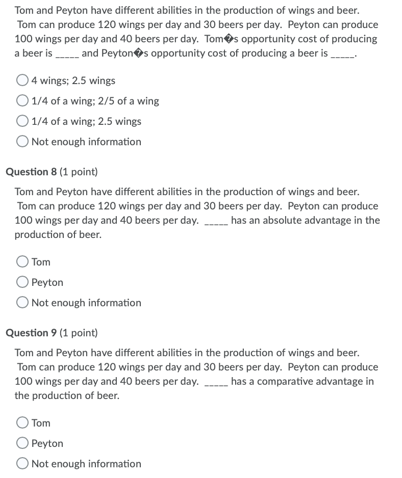 Solved Tom and Peyton have different abilities in the | Chegg.com
