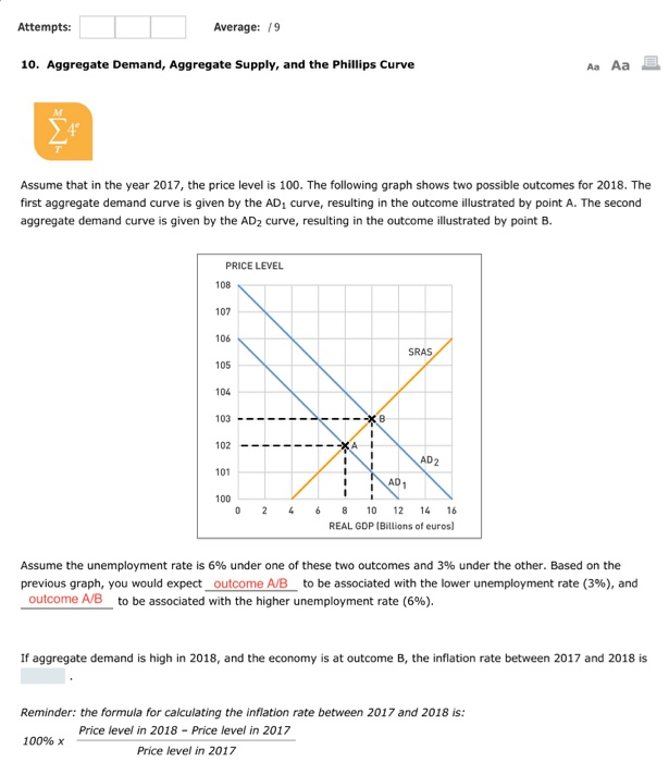 Solved Average: 9 Attempts: 10. Aggregate Demand, Aggregate | Chegg.com