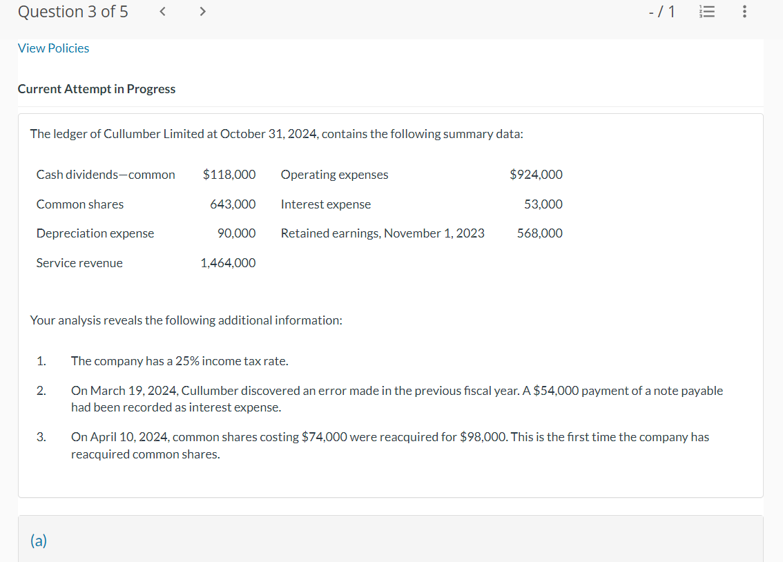 Solved Current Attempt in Progress The ledger of Cullumber | Chegg.com