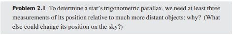 Solved Problem 2.1 To determine a star's trigonometric | Chegg.com